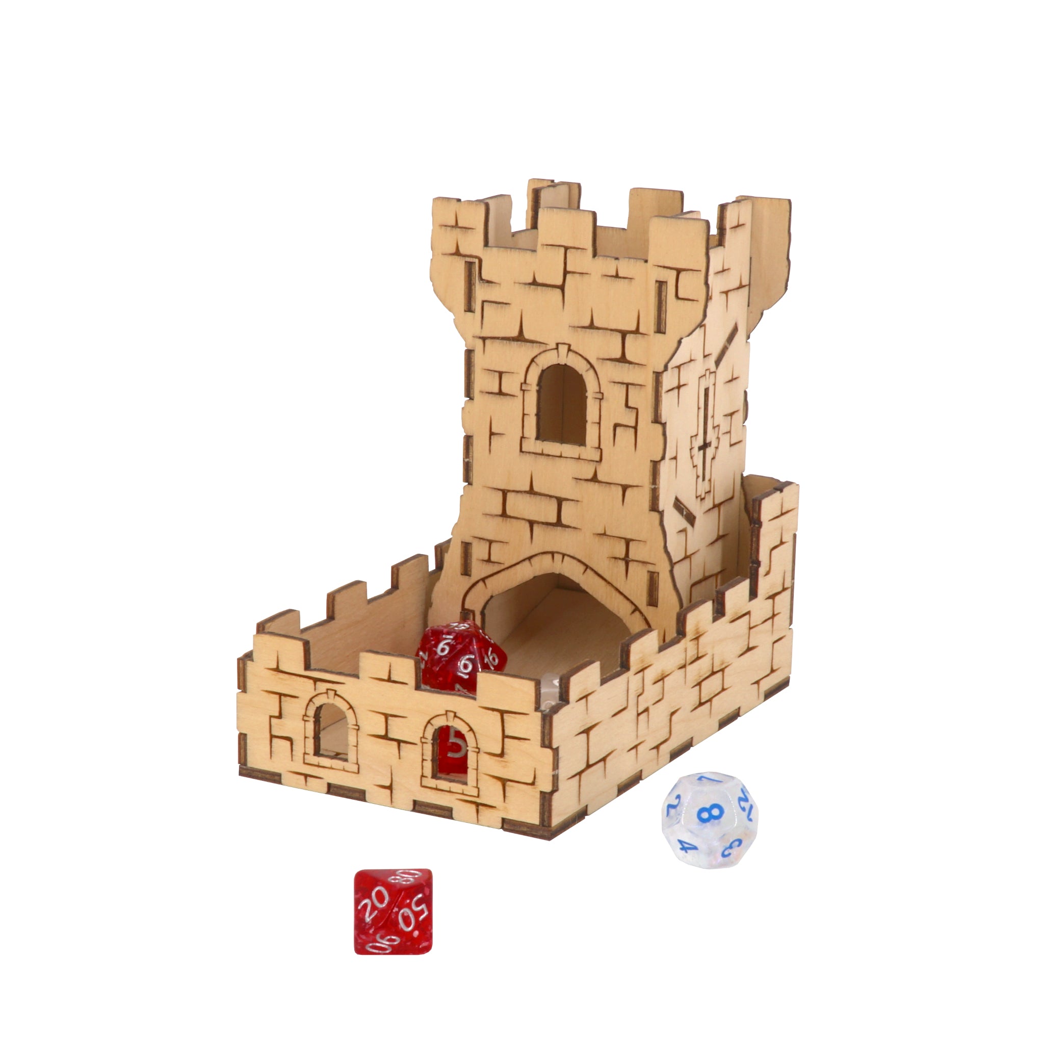 Wooden Castle Dice Tower and Tray | The Broken Token